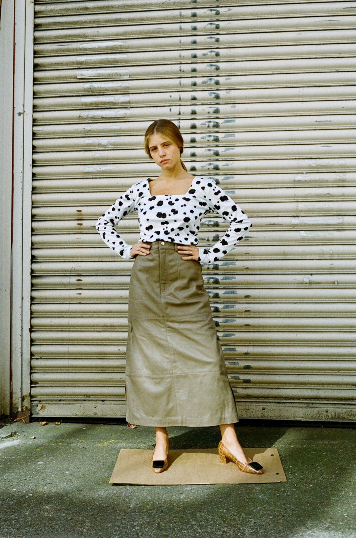 HOSBJERG Ollie Leather Skirt - Camel | Garmentory