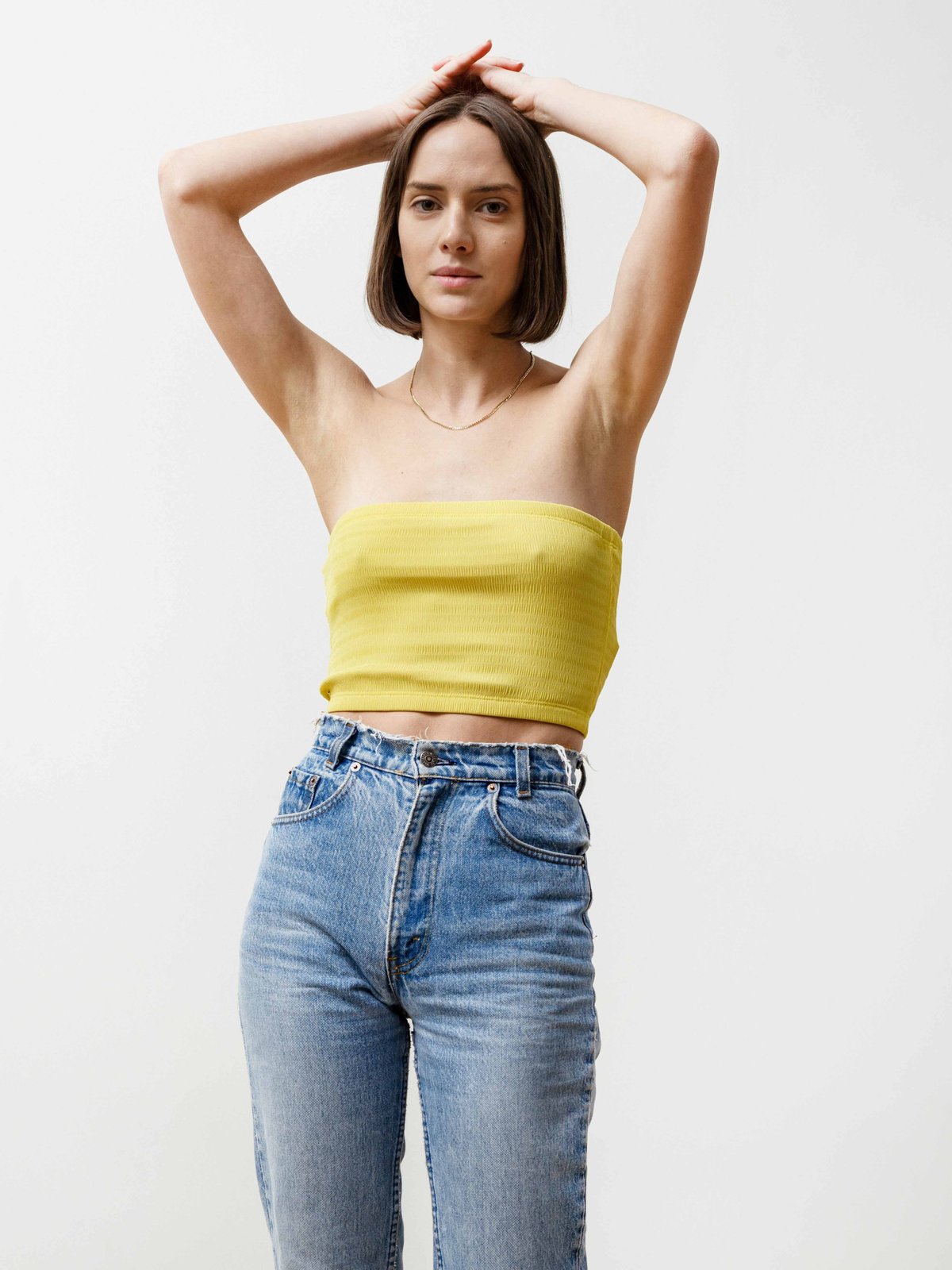 Priory Tube Top in Pleated Chiffon - Sunshine Yellow | Garmentory