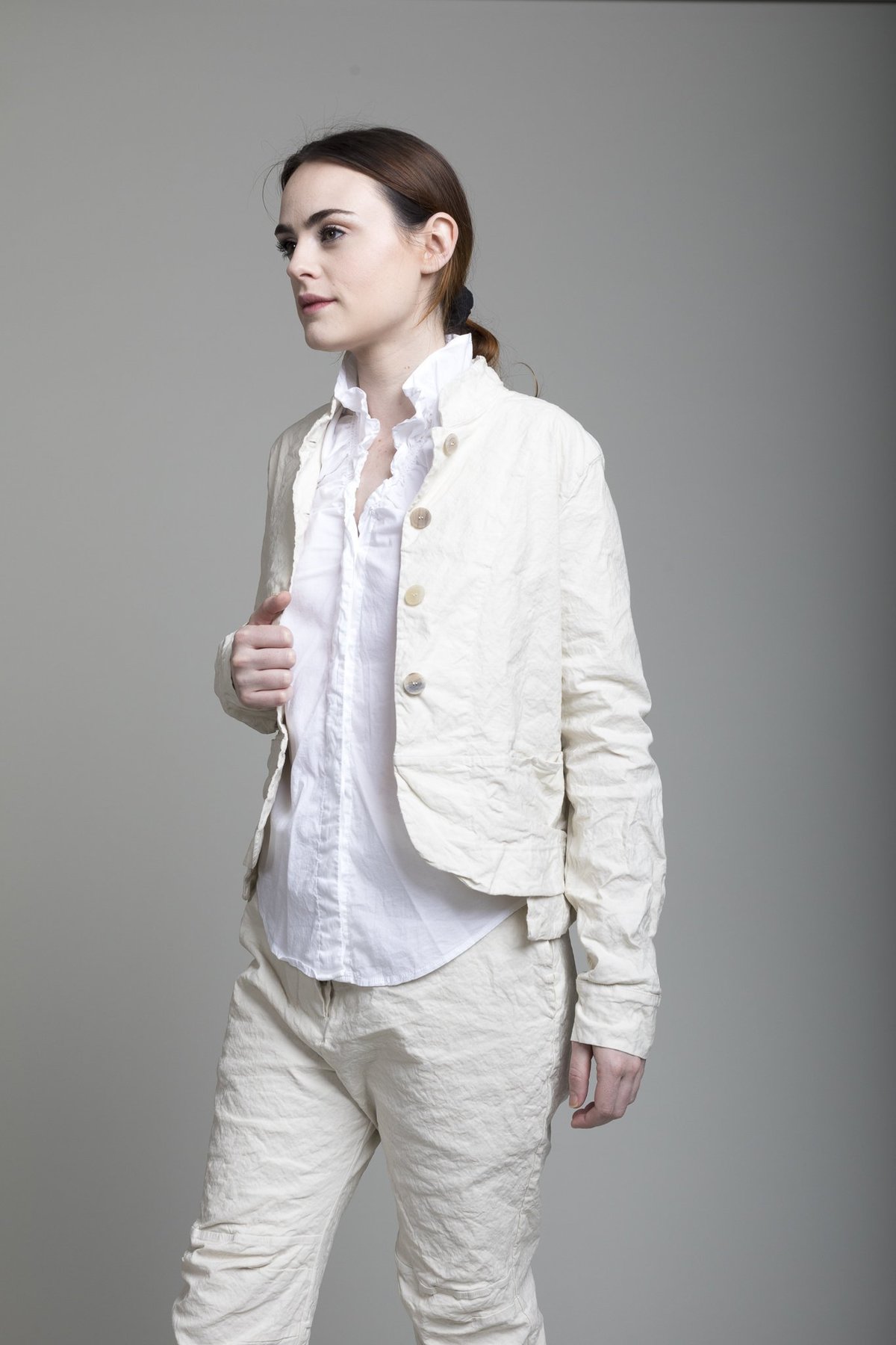 Aequamente Cropped Crinkled Cotton Jacket - Chalk | Garmentory