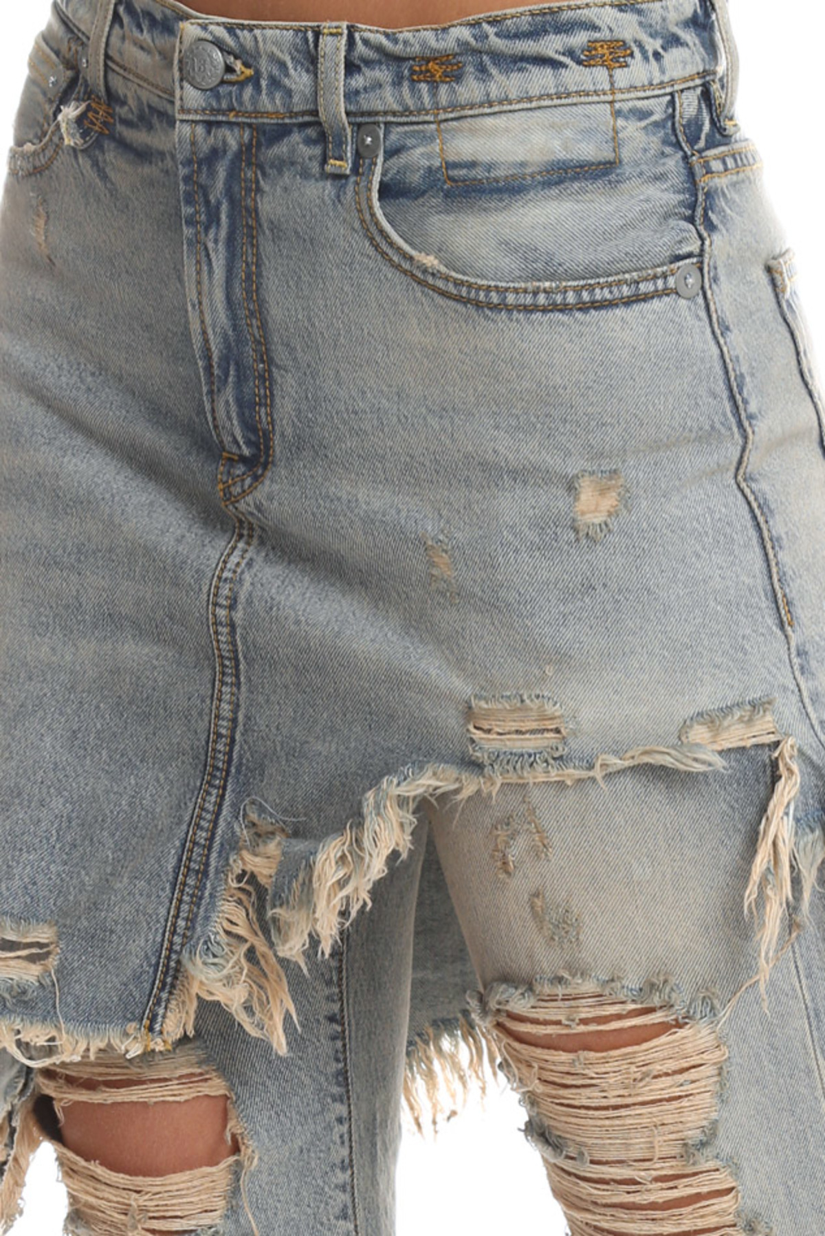 R13 Double Classic Shredded Jeans - Leighton Blue | Garmentory