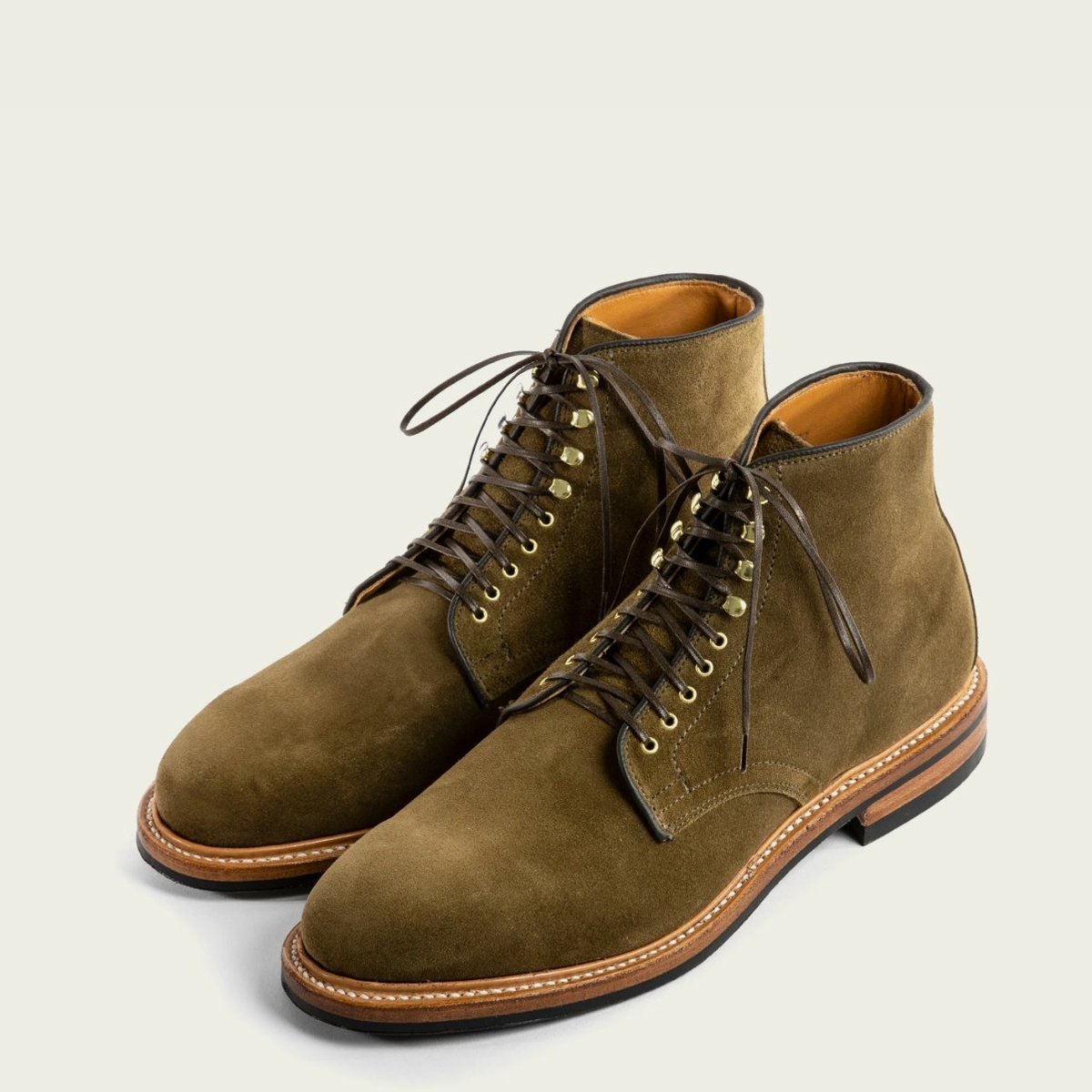 Viberg Calf Suede Derby Boot - Bamboo | Garmentory