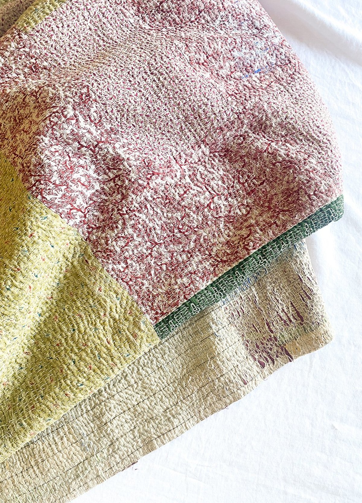 Vintage Kantha Quilt - Blue/Rust | Garmentory