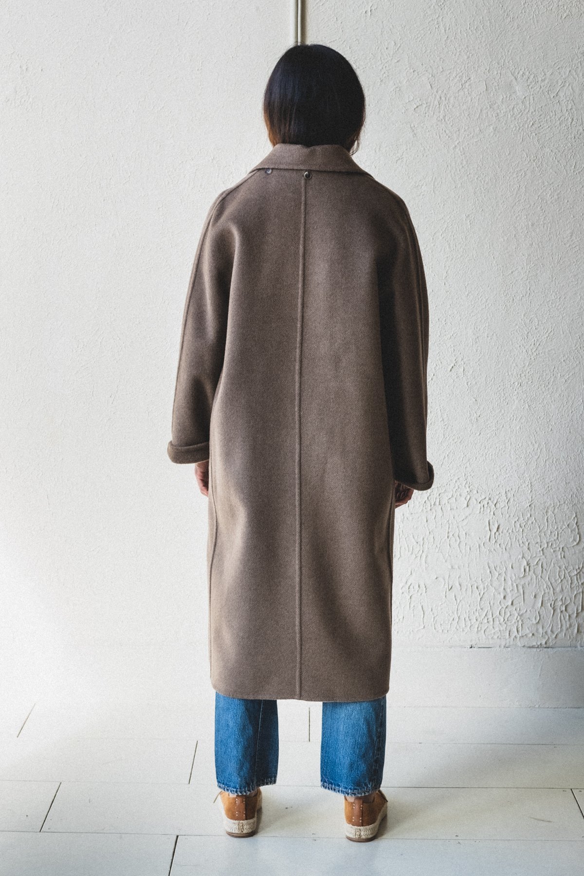 LONG COAT IN UNDYED BROWN YAK WOOL | Garmentory