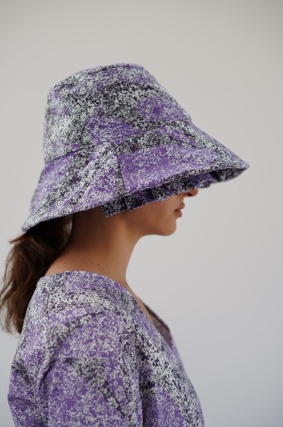 Beklina Layered Pleat Hat - Splatter Purple | Garmentory