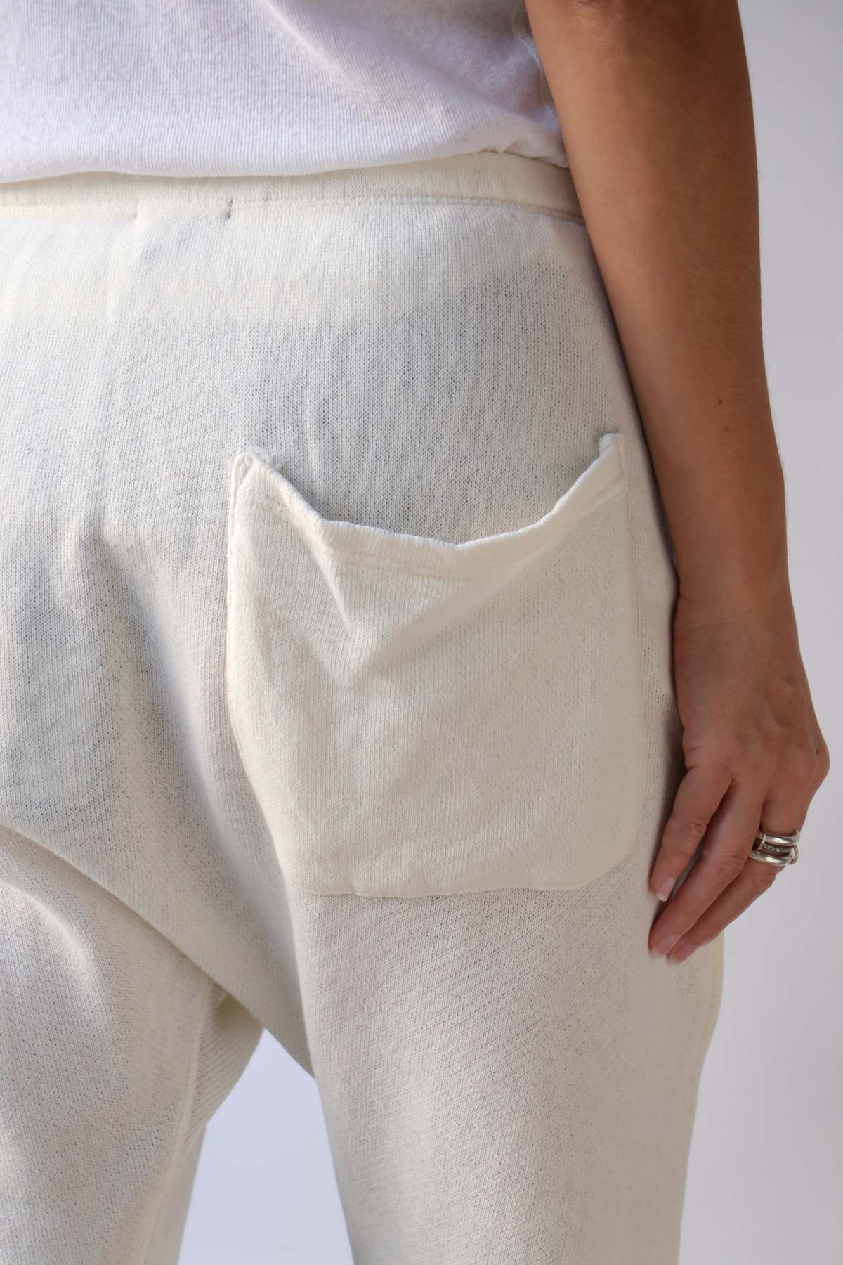 R13 Shredded Knee Dropped Crotch Sweatpant - Ecru | Garmentory