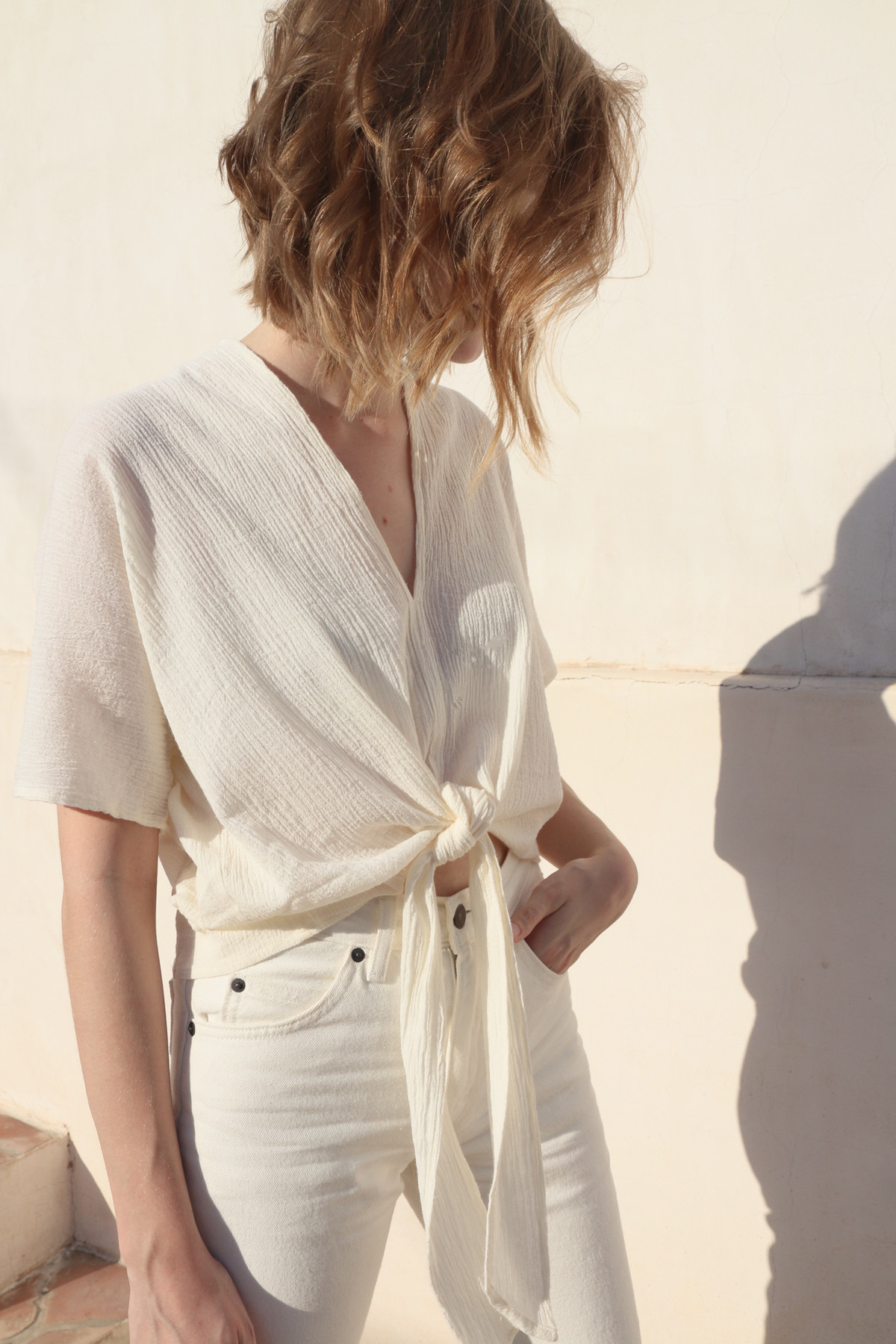 Hackwith Design House Cropped Tie Top | Garmentory