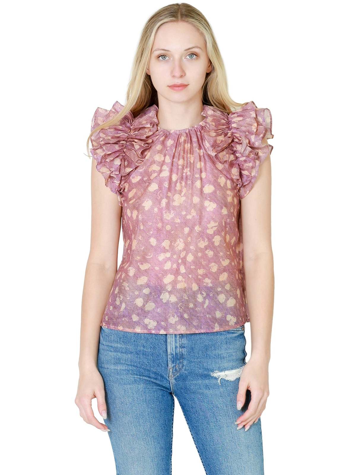 Ulla Johnson Manon Top - Lavender Handprint Dot | Garmentory