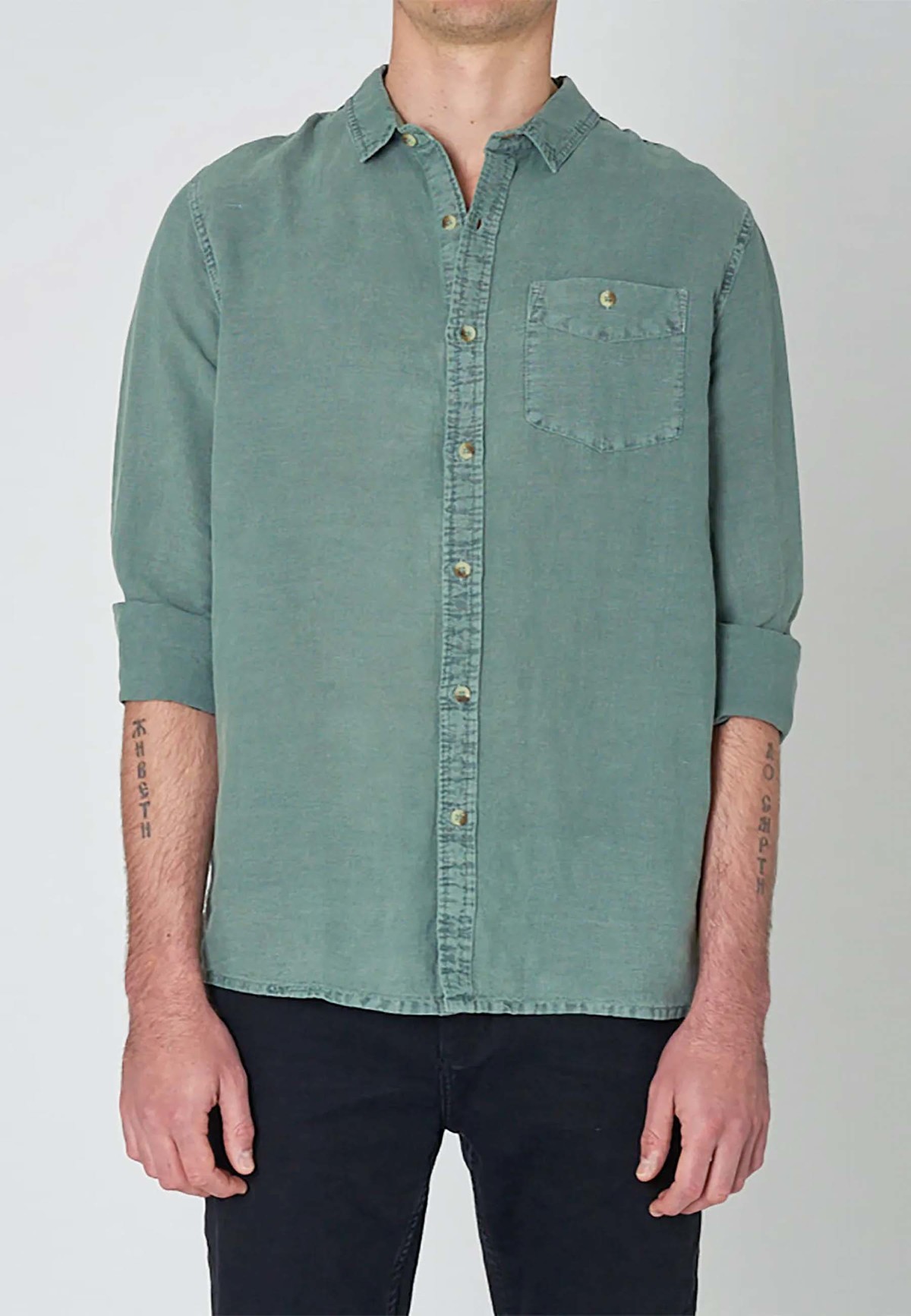 Rollas Men At Work Hemp Shirt - Moss | Garmentory