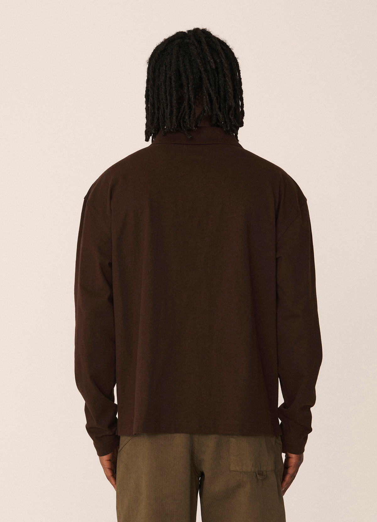 YMC Frat Cotton Zip Polo - Brown | Garmentory