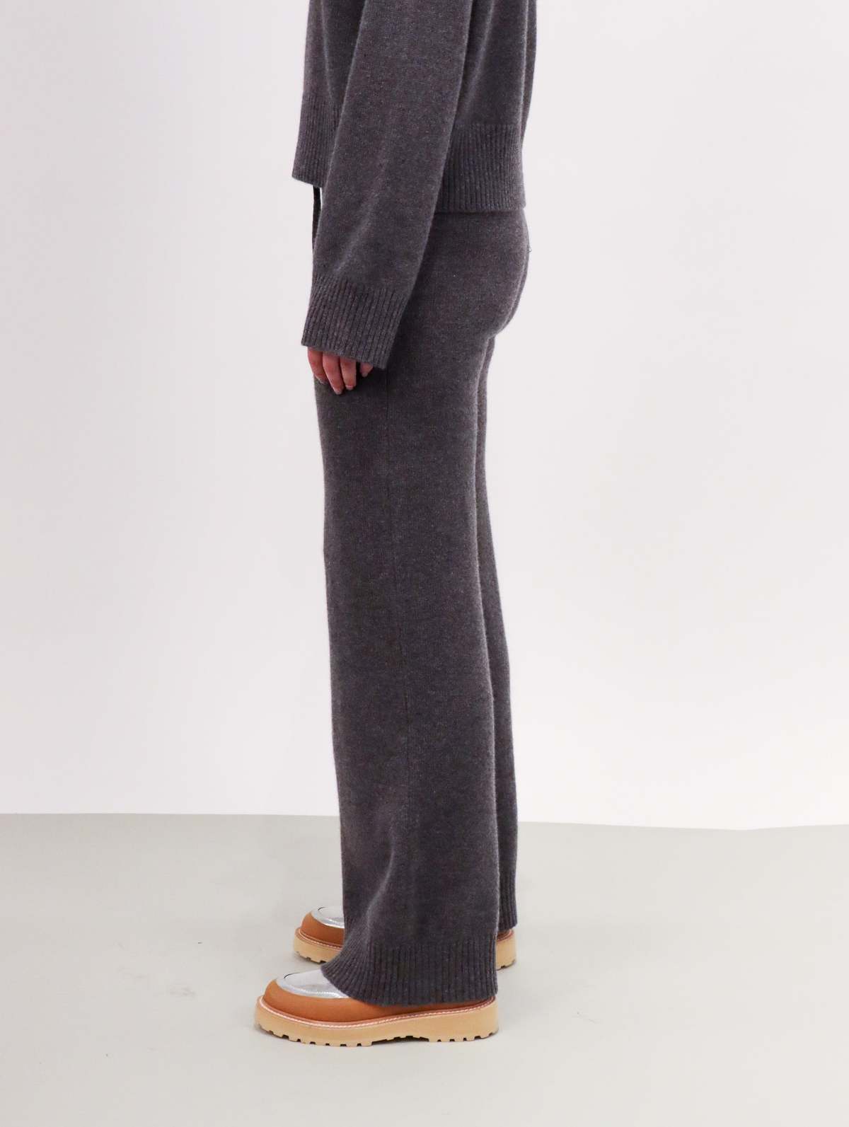 Gentle Herd Wide Leg Cashmere Pants - Smoke | Garmentory
