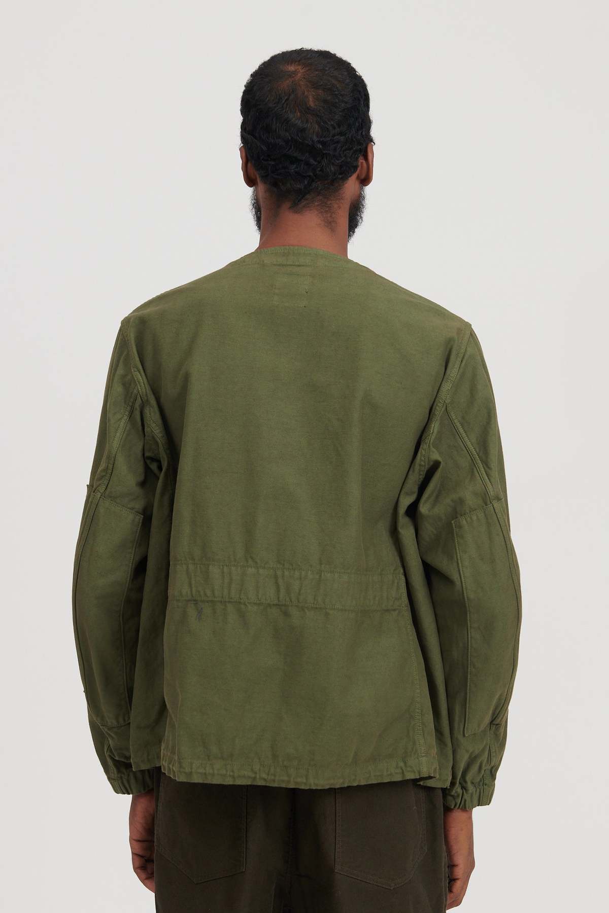 Sage de Cret Back Satin Collarless BDU Type Jacket - Olive | Garmentory