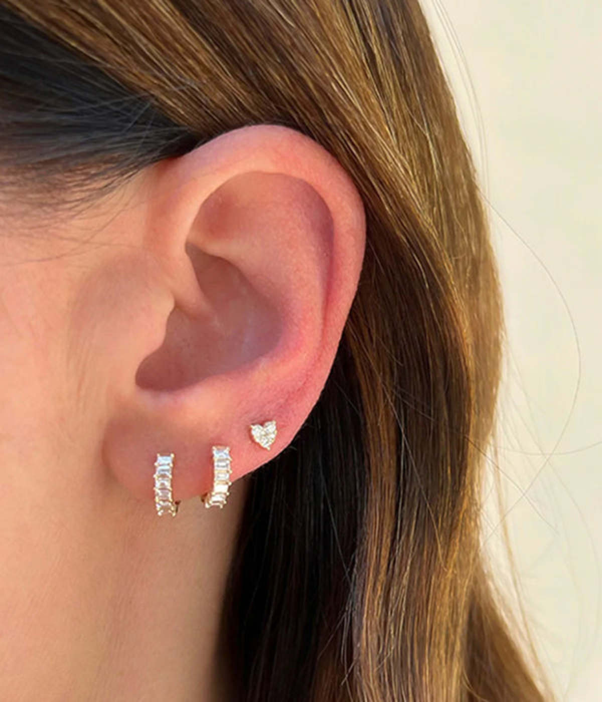 EF Collection Prong Set Diamond Baguette Huggies - 14K | Garmentory