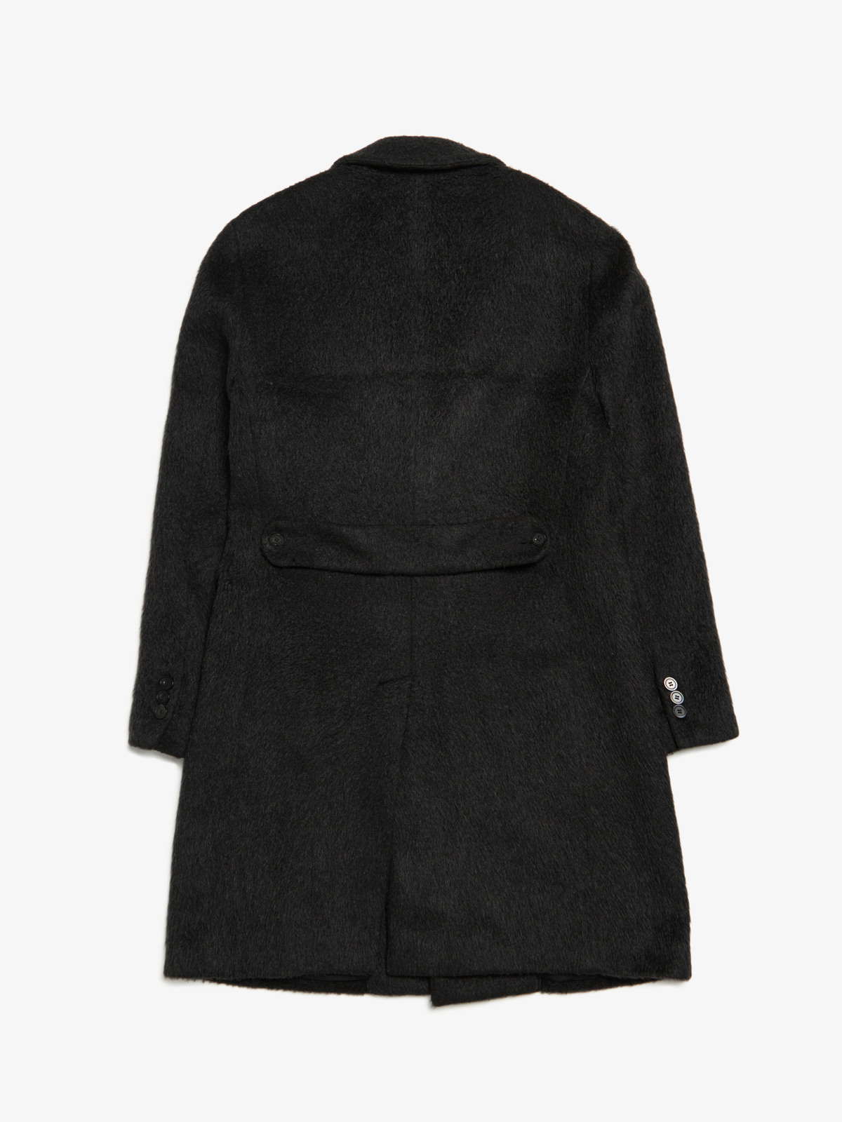 Emporio Armani Fluffy Wool and Mohair Blend Coat - Black | Garmentory